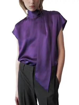 Mango Silk Turtleneck Top - Violet
