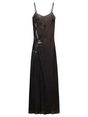 Mango Lace Detail Chiffon Dress - Black