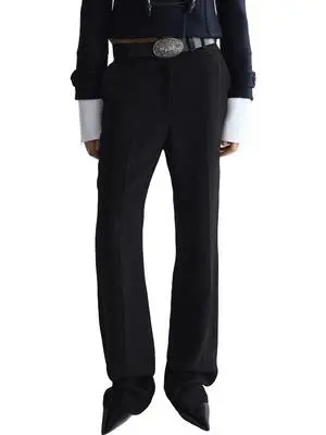 MANGO Wool Straight Leg Suit Trousers