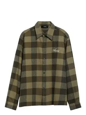 Amiri Heavy Cotton Flannel Shirt - Deep Olive