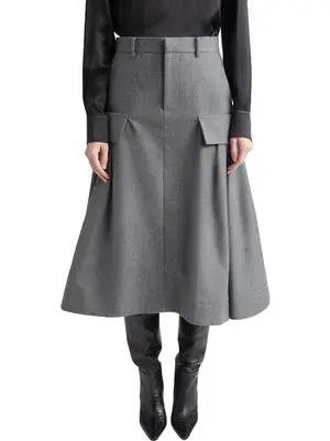 Sacai Wool Flannel Cargo Skirt - Gray