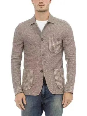 DISTRETTO 12 Classic Geometric-pattern Knit Blazer - Neutrals