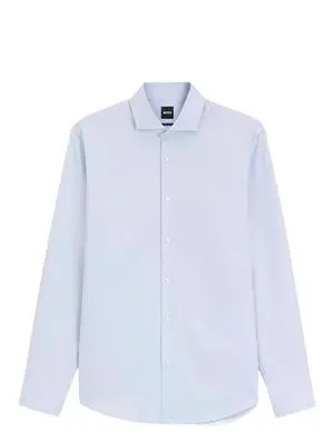 BOSS Micro-patterned Spread-collar Shirt - Blue