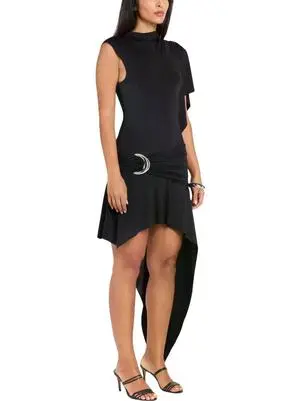 DE LA VALI Titan Asymmetric-hem Ruched Mini Dress - Black
