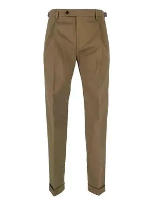 BERWICH Pleated Turn-up Straight-leg Trousers - Brown