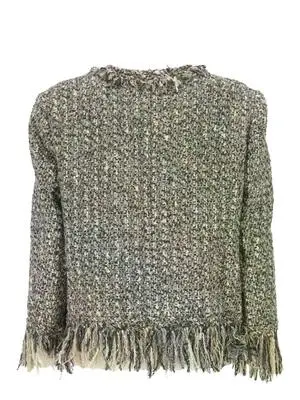 THELAURENT Fringed Tweed-effect Jacket - Grey