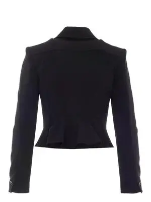 Elisabetta Franchi Double-breasted Ruffled Jacket - Black