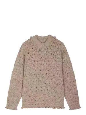 JNBY Ruffle-trim Open-knit Sweater - Neutrals