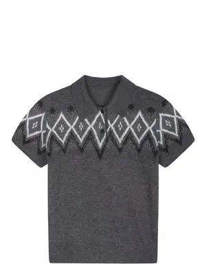JNBY Geometric-jacquard Polo-collar Sweater - Grey