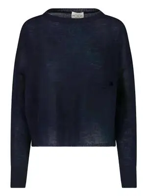 MA'RY'YA Chest-pocket Boat-neck Sweater - Blue