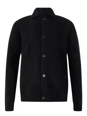 SLOWEAR Ribbed-knit Button-up Cardigan - Black