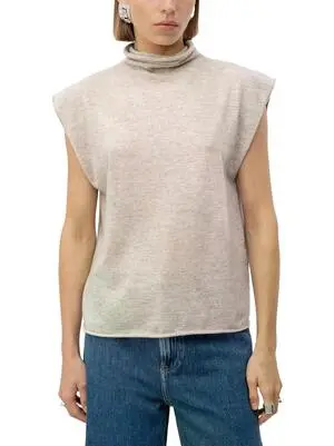 BOSS Half-neck Top In Cashmere And Virgin Wool Neutrals