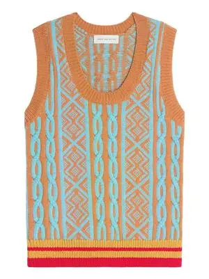Dries Van Noten Jacquard Wool Top - Brown
