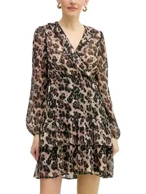 MORGAN Leopard-print Ruffled Mini Dress - Neutrals