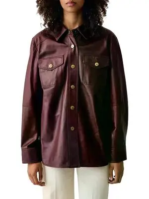 Luisa Spagnoli Sarmoneta Button-up Leather Jacket - Red