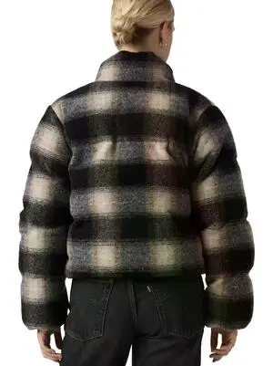 LEVI'S Brynn Check-pattern Cropped Puffer Jacket Brown