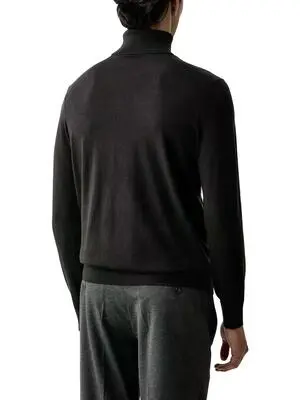 Armani Exchange Roll-neck Ribbed-trim Sweater - Black