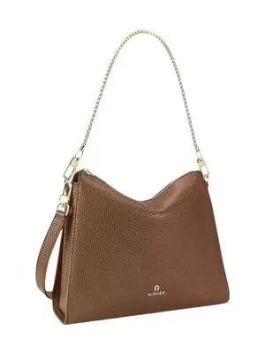 AIGNER Small Ivy Pebble-grain Shoulder Bag - Brown