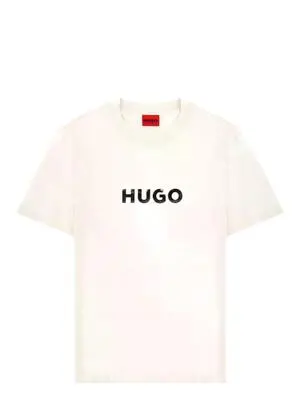 Hugo Logo-print Cotton T-shirt - Neutrals