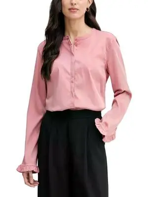 MOS MOSH Mmmattie Ruffle-cuff Collarless Shirt