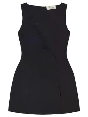 Blumarine Rose-embroidered Sleeveless Mini Dress - Black