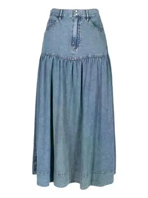 THE GREAT. Western Yoke Midi Skirt