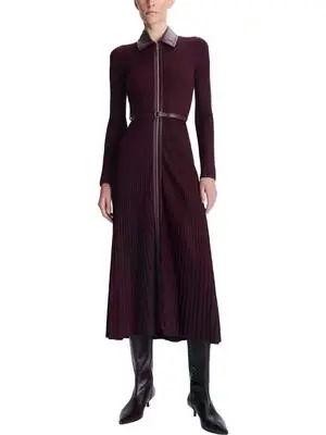 Simkhai Ismelle Belted Ribbed-knit Midi Dress Red