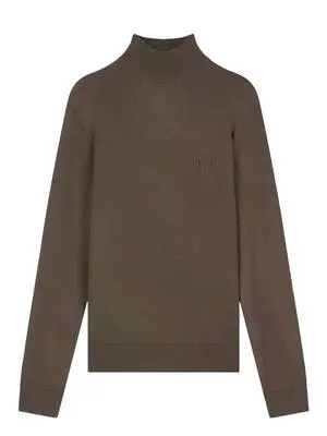 Giorgio Armani Logo-embroidered High-neck Sweater - Brown
