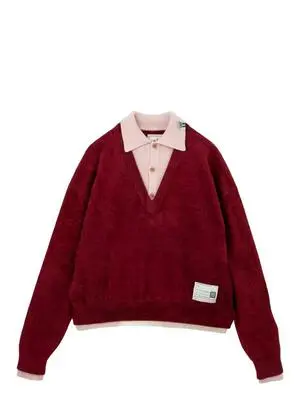 Mihara Yasuhiro V-neck Logo-patch Jumper - Red