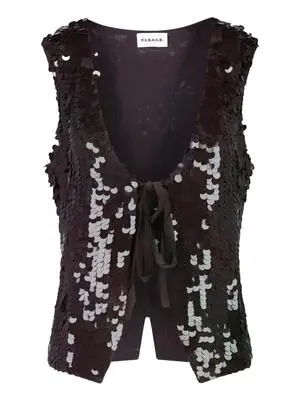P.a.r.o.s.h Sequin-embellished Front-tie Blouse - Brown