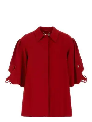 Blumarine Cut-out Flared-sleeve Oversize Jacket - Red