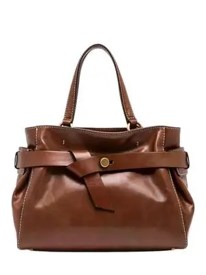 GIANNI CHIARINI Miranda Belted Leather Tote Bag - Brown