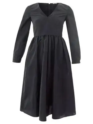 LARDINI V-neck A-line Midi Dress - Black
