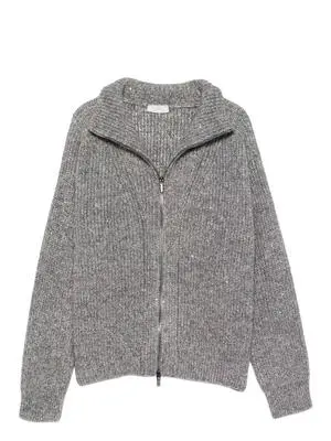 Peserico Sequin-embellished Ribbed Cardigan - Grey