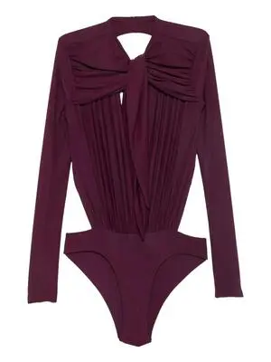 AMAZUIN Anais Pussy-bow Open-back Bodysuit - Purple