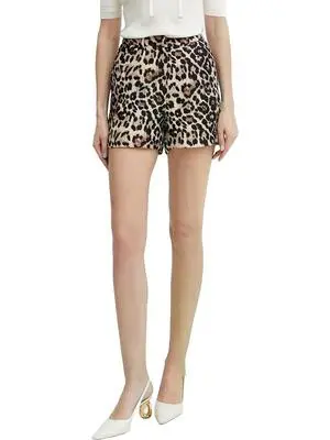 MORGAN Leopard-print Mini Shorts - Neutrals