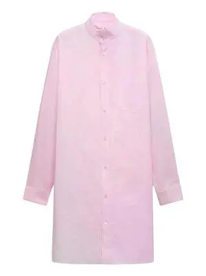 MARNI Pink Poplin Longline Shirt With Raised Stripes