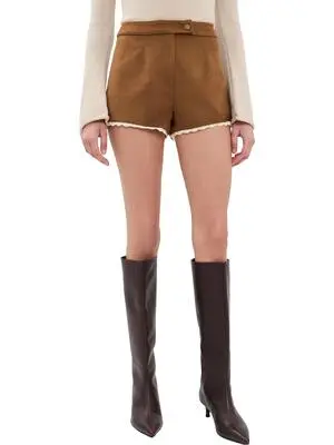 Astr The Label Kya Faux Suede Shorts - Chestnut