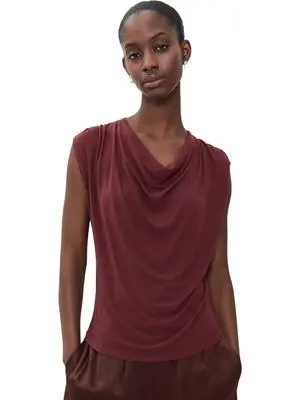 Vince Draped Cowl Neck Top - Black Rose