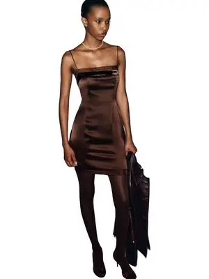 REFORMATION Ziba Silk Dress - Brown