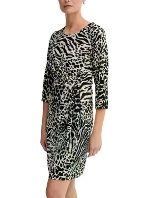 MORGAN Reol Animal-print Knotted Mini Dress - Black