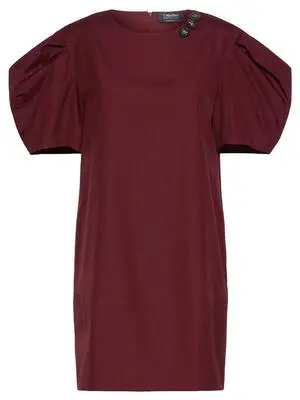 Max Mara Cotton Poplin Short Dress Ruby - Ruby Colour