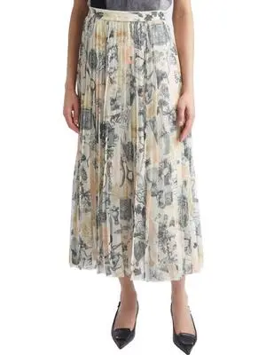 JASON WU Knife Sunburst Pleated Midi Skirt - Egg Multi