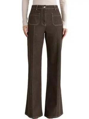 REISS Sakura Wide Leg Jeans - Brown