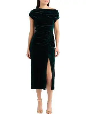 Vince Camuto Ruched Velvet Maxi Dress - Hunter