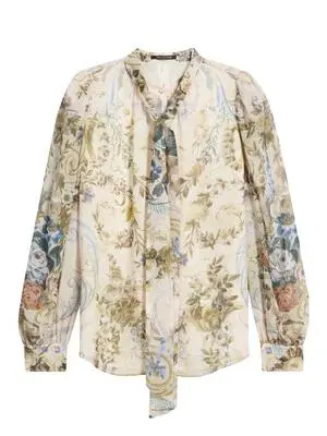 Kobi Halperin Beau Chiffon Tie Neck Shirt - Ivory Multi