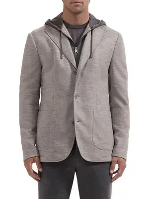 Bugatchi Wool Three Button Blazer With Hood - Graphite