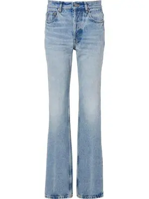 Saint Laurent Nico Distressed Straight Jeans - Blue