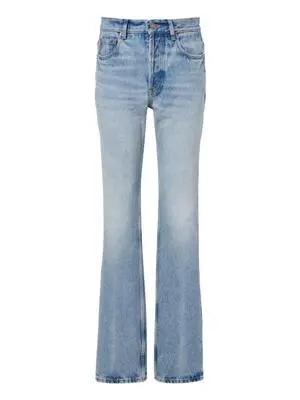 Saint Laurent Nico Distressed Straight Jeans - Blue