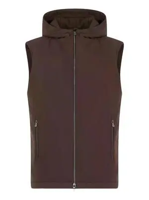 Fedeli Hooded Zip-up Gilet - Brown